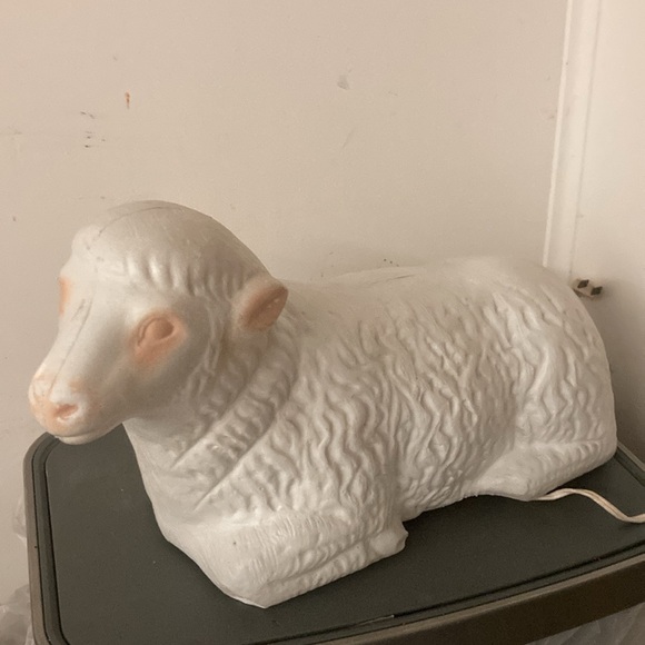 Vintage | Holiday | Vintage Blow Mold Sheep Nativity Piece Rare Pink ...